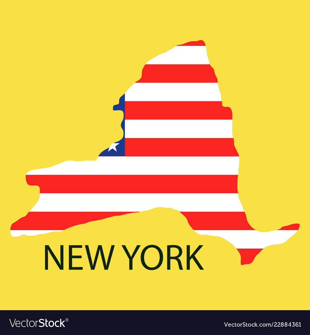 New york state of america with map flag print Vector Image