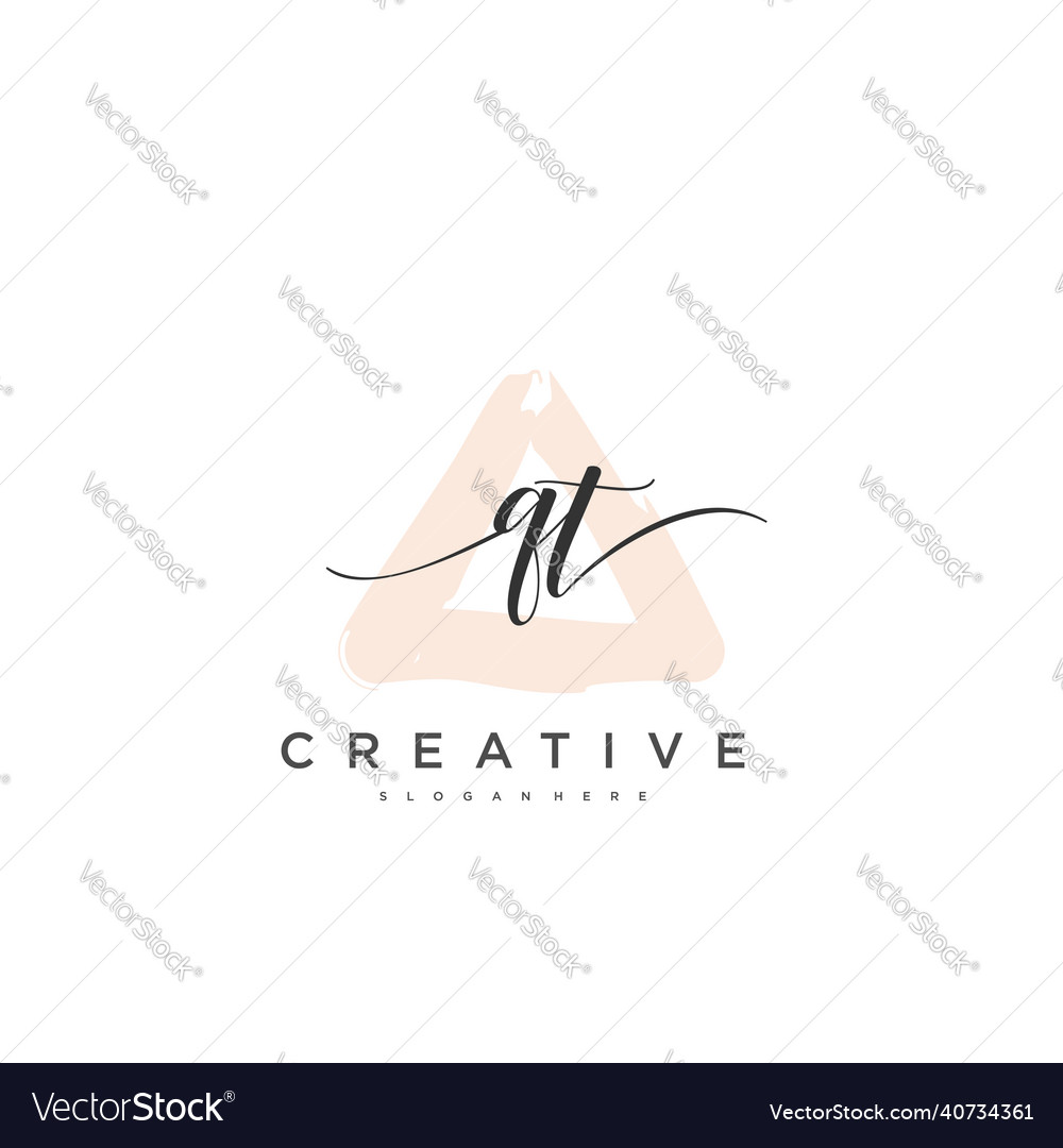 Qt initial handwriting minimalist geometric logo Vector Image Qt initial handwriting minimalist geometric logo Vector Image