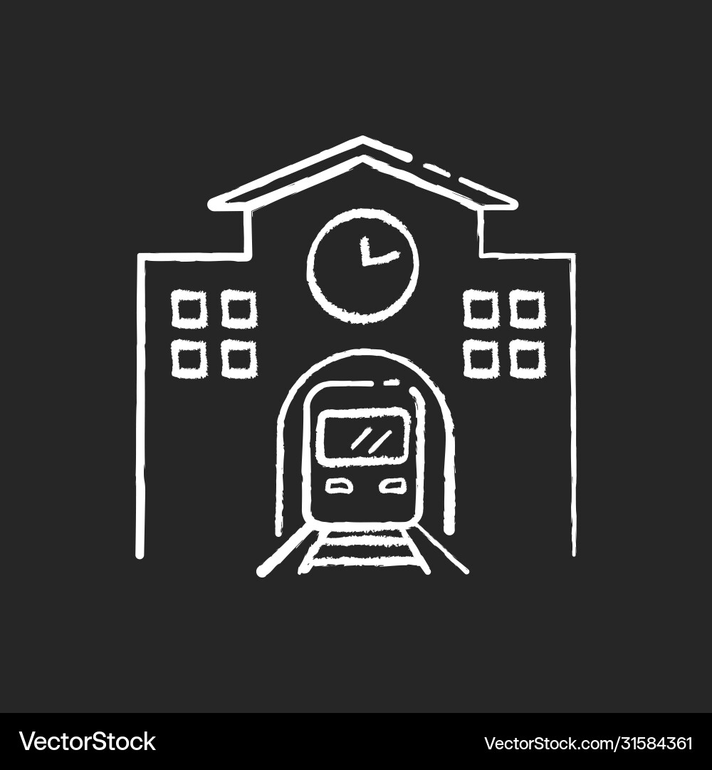 Railway station chalk white icon on black Vector Image