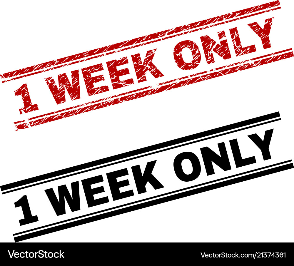 Scratched textured and clean 1 week only stamp Vector Image
