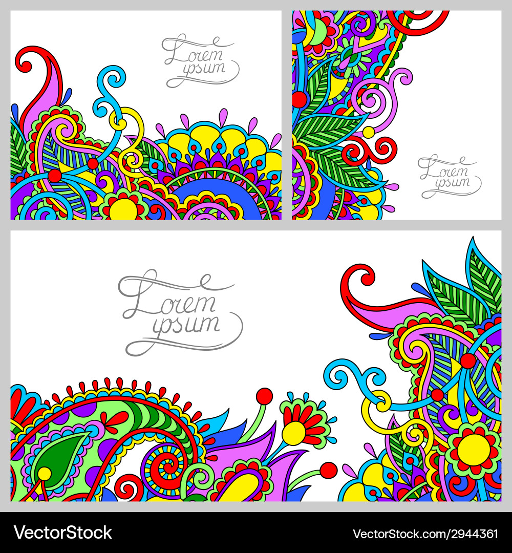 Set of floral decorative background template frame