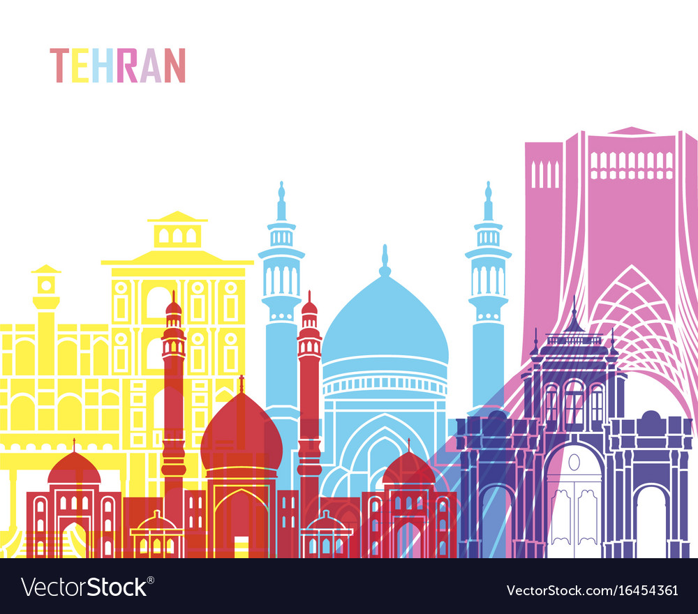 Tehran skyline pop Royalty Free Vector Image - VectorStock
