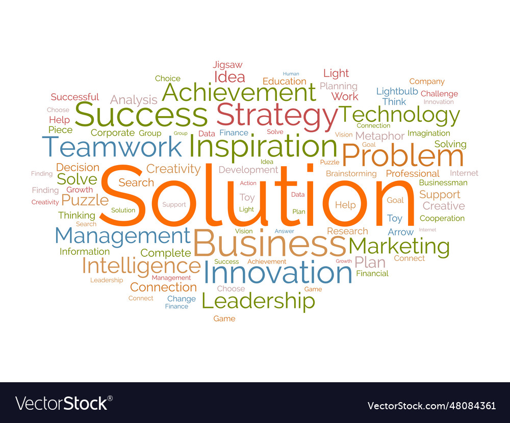 Word cloud background concept for solution Vector Image