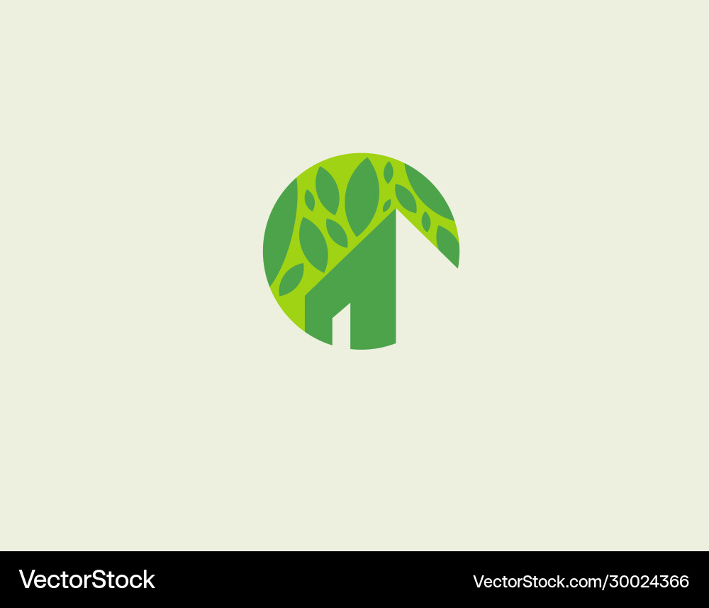 Abstract bright green logo house in forest Vector Image