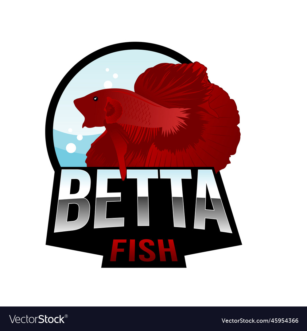 Betta red halfmoon logo Royalty Free Vector Image