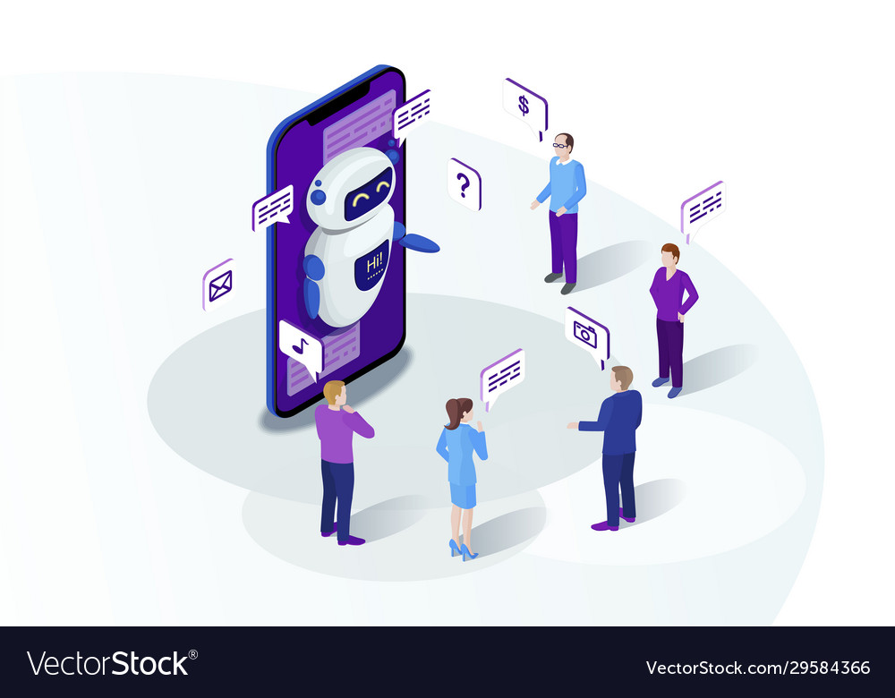 Chatbot isometric Royalty Free Vector Image - VectorStock