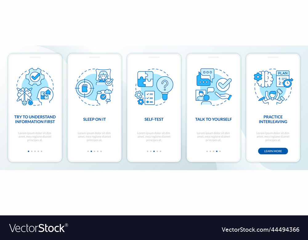 Easy memorizing tricks blue onboarding mobile app Vector Image