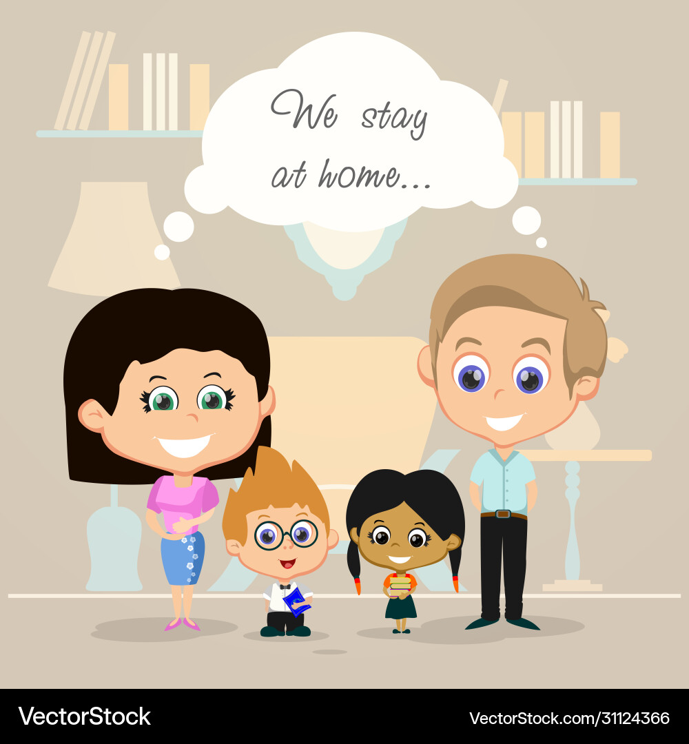 Family stay at home Royalty Free Vector Image - VectorStock