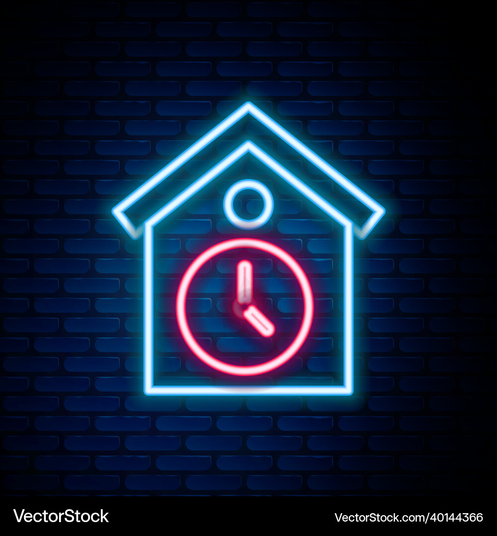 Glowing neon line retro wall watch icon isolated Vector Image