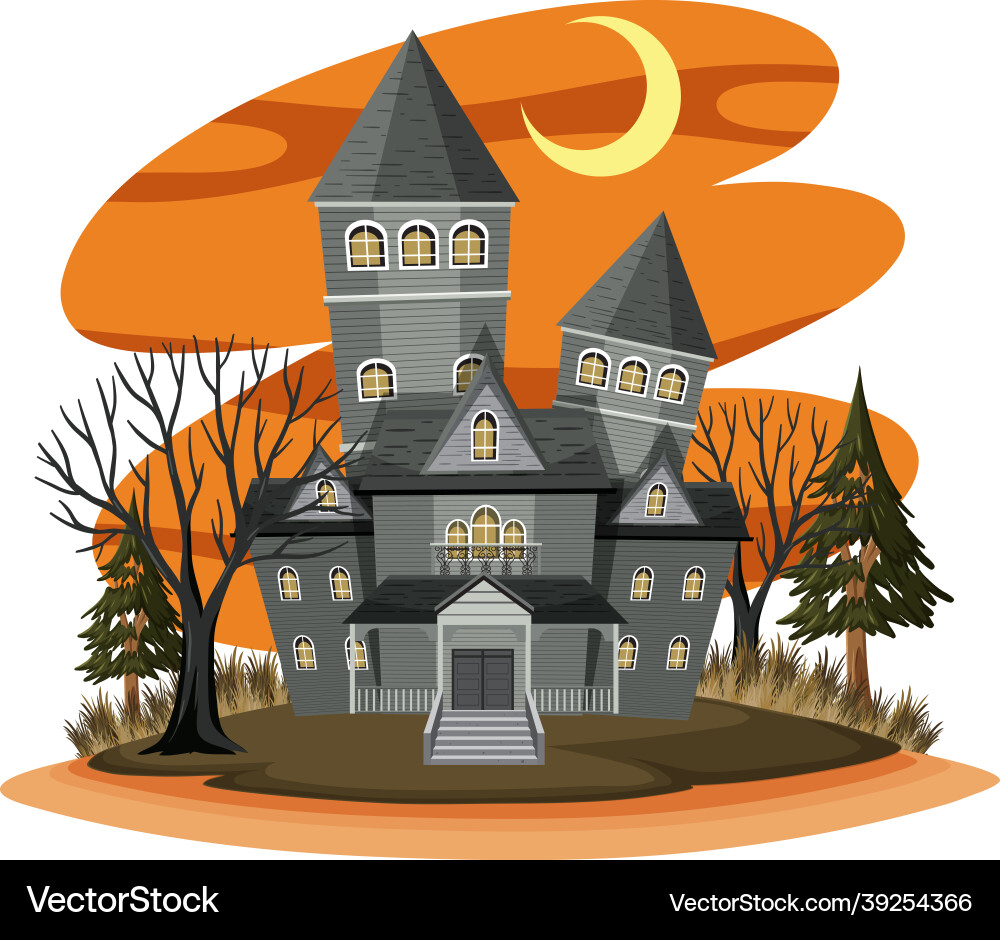 Haunted house in cartoon style Royalty Free Vector Image