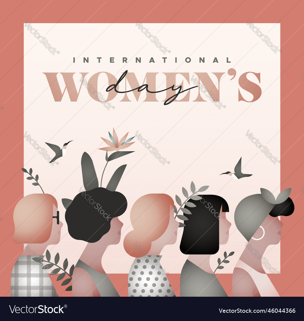 International womens day profile women group card Vector Image