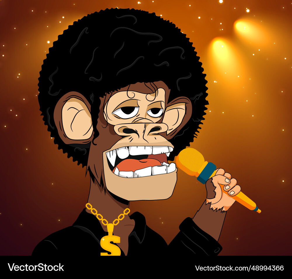 Nft of monkey musician Royalty Free Vector Image
