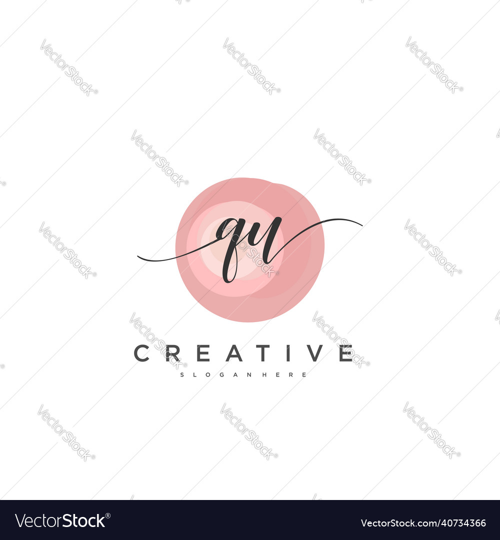 Qu initial handwriting minimalist geometric logo Vector Image Qu initial handwriting minimalist geometric logo Vector Image