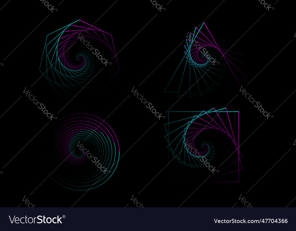 Set of twisted colored spirals sacred geometry Vector Image