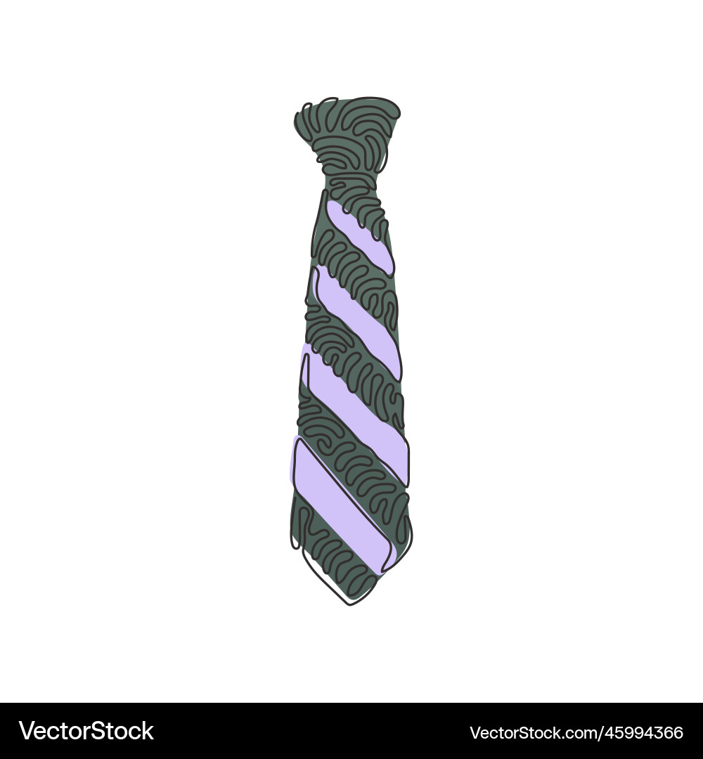 Single one line drawing striped tie icon necktie Vector Image
