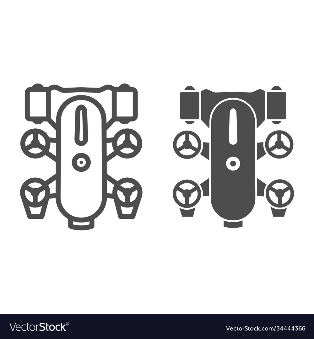 Underwater robot line and solid icon robotization Vector Image