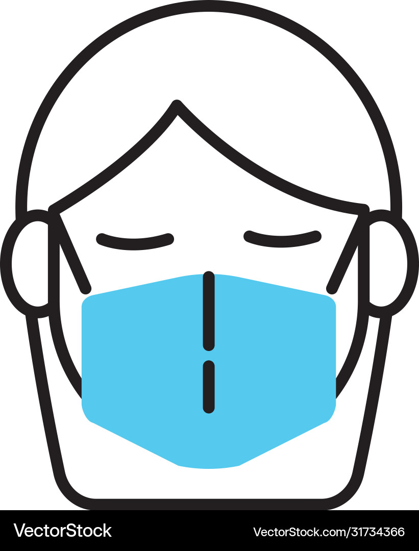 Woman using face mask line half color style icon Vector Image