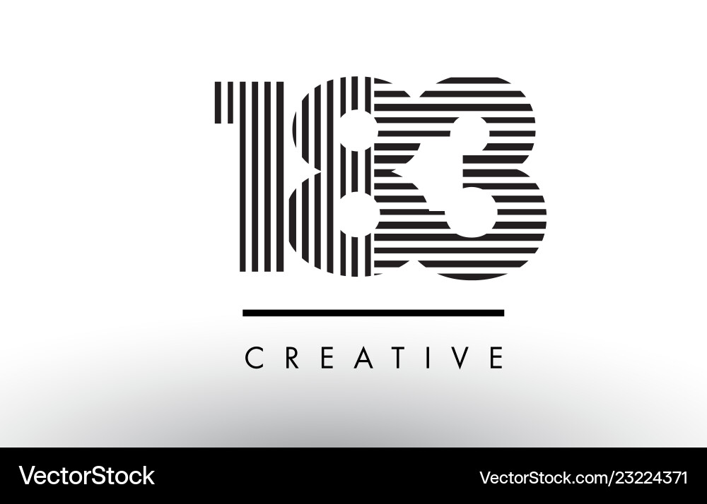 183 black and white lines number logo design Vector Image