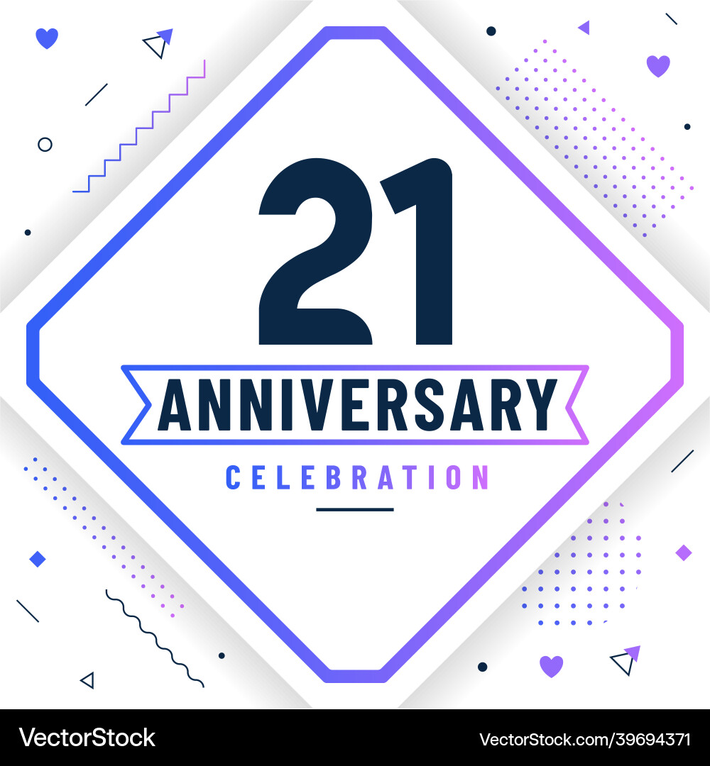 21 years anniversary greetings card Royalty Free Vector