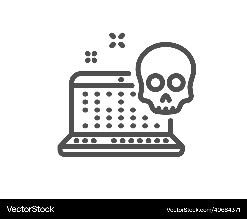Cyber attack line icon ransomware threat sign Vector Image