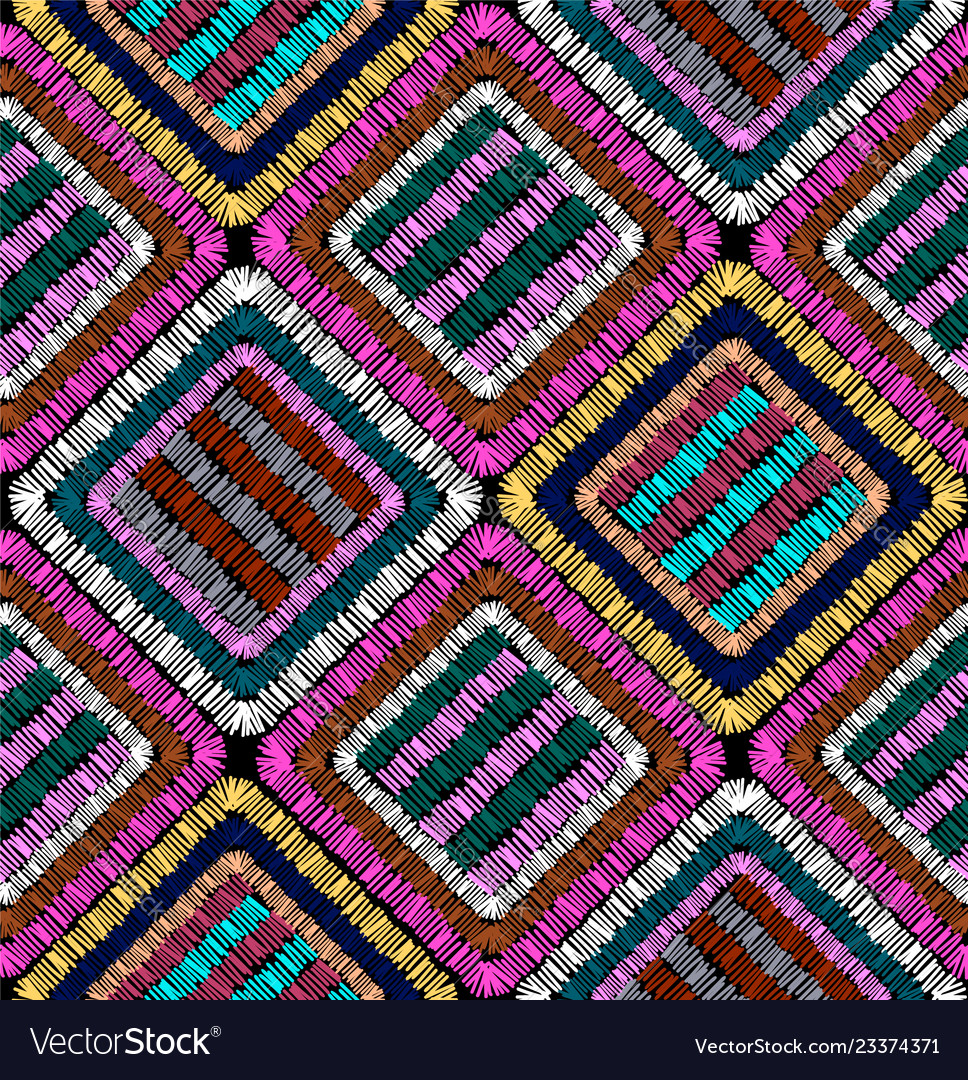 Embroidery geometric seamless pattern patchwork Vector Image