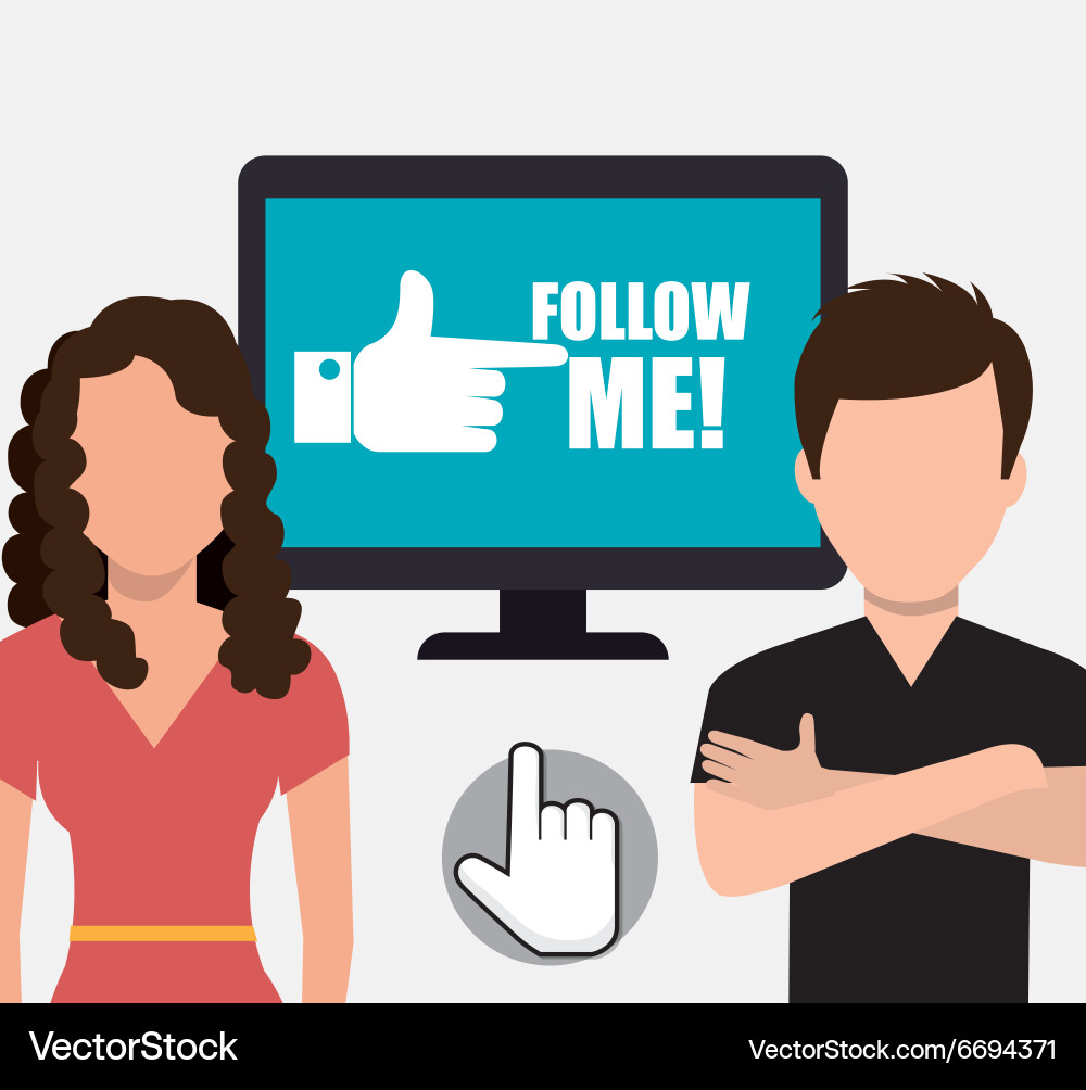 Follow me social trends Royalty Free Vector Image