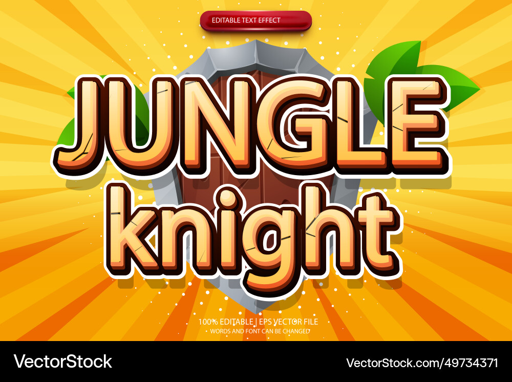 Jungle knight comic cartoon bold 3d editable text Vector Image