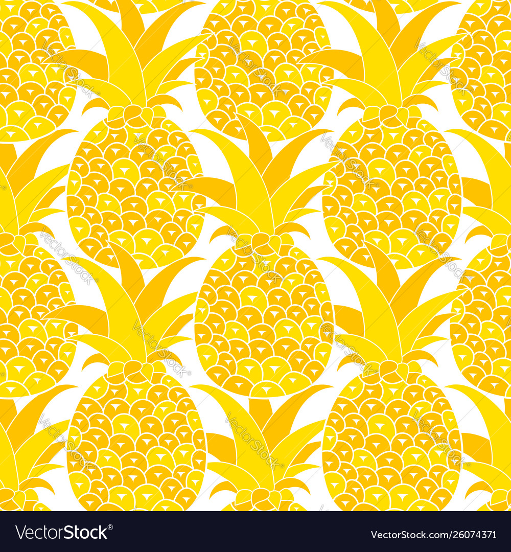 Pineapples seamless pattern tropical background Vector Image