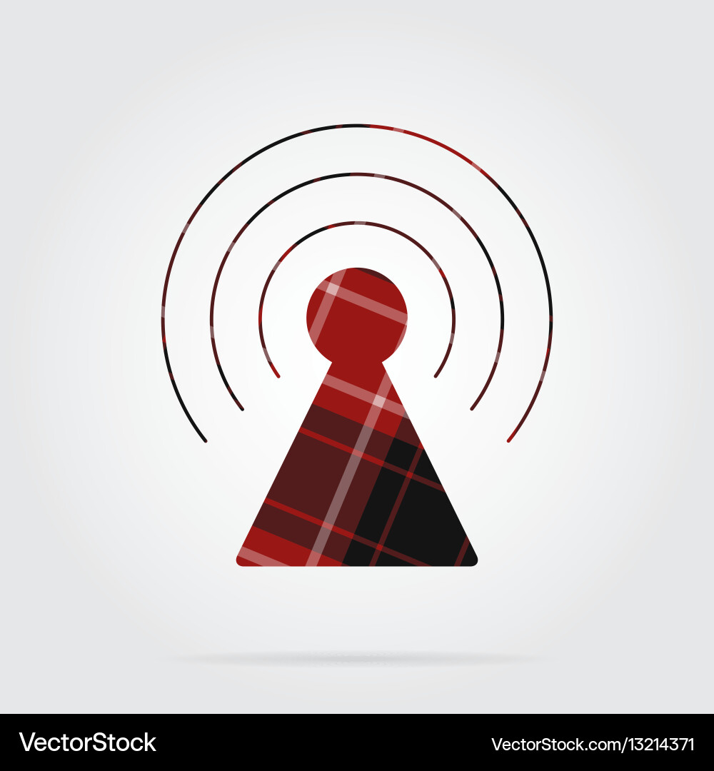 Red black tartan isolated icon transmitter tower Vector Image