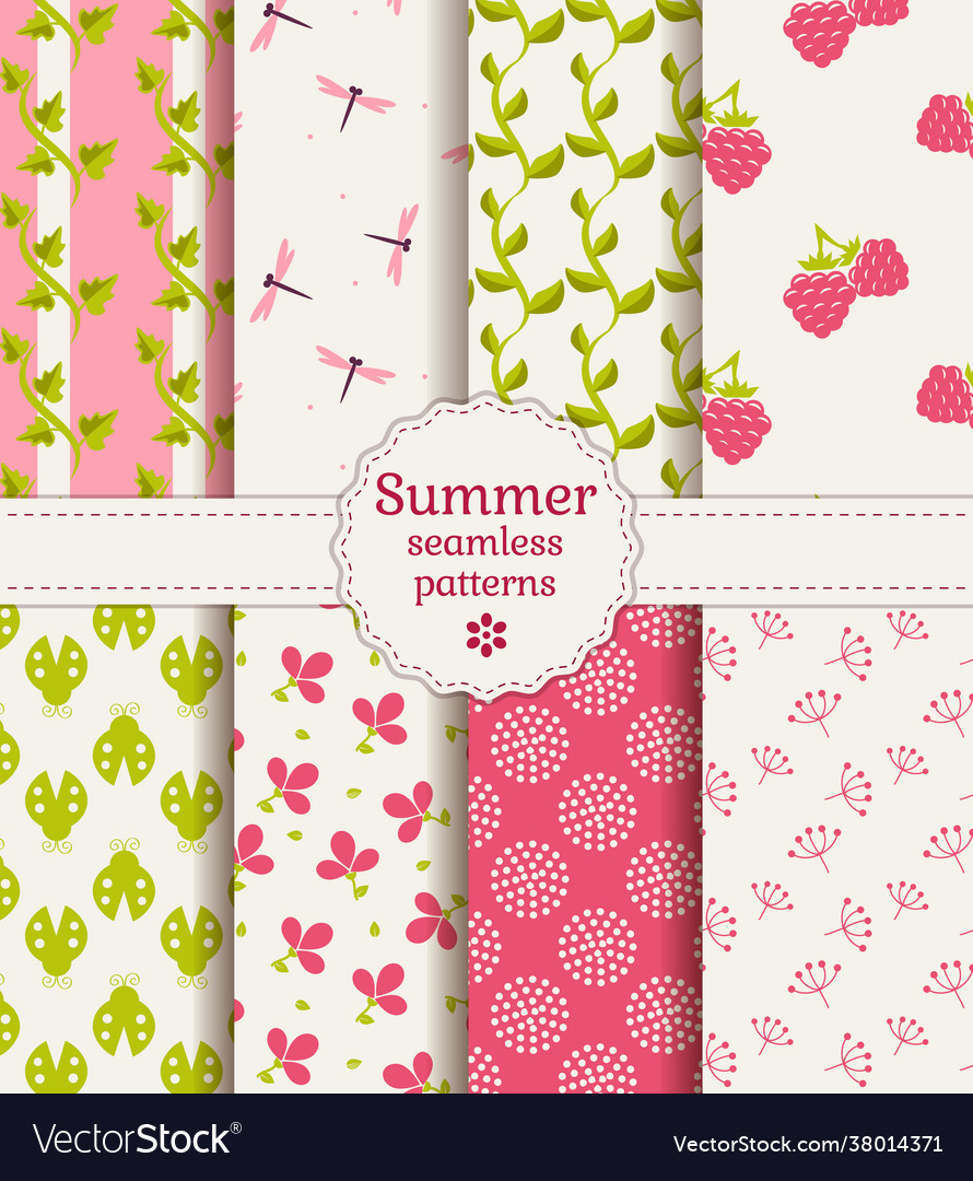 Seamless summer patterns set Royalty Free Vector Image