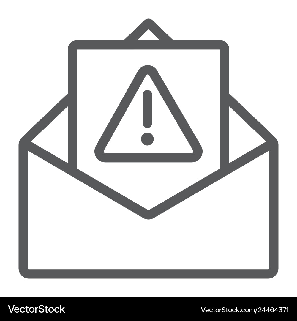 Spam warning line icon letter and email alert Vector Image
