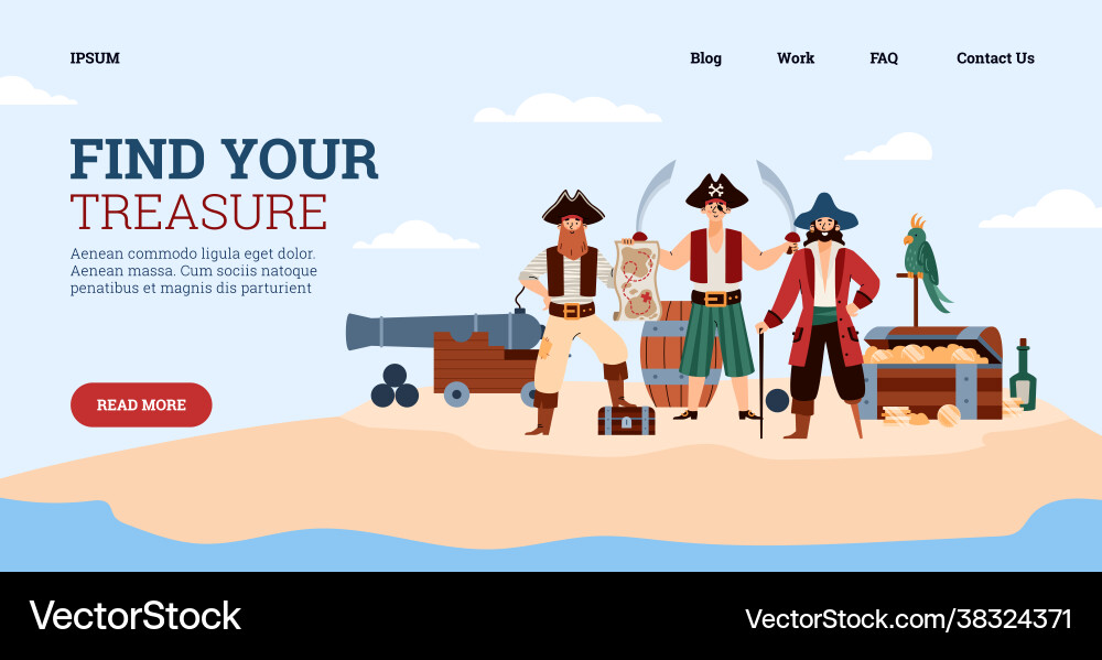 Website banner with pirates searching for treasure