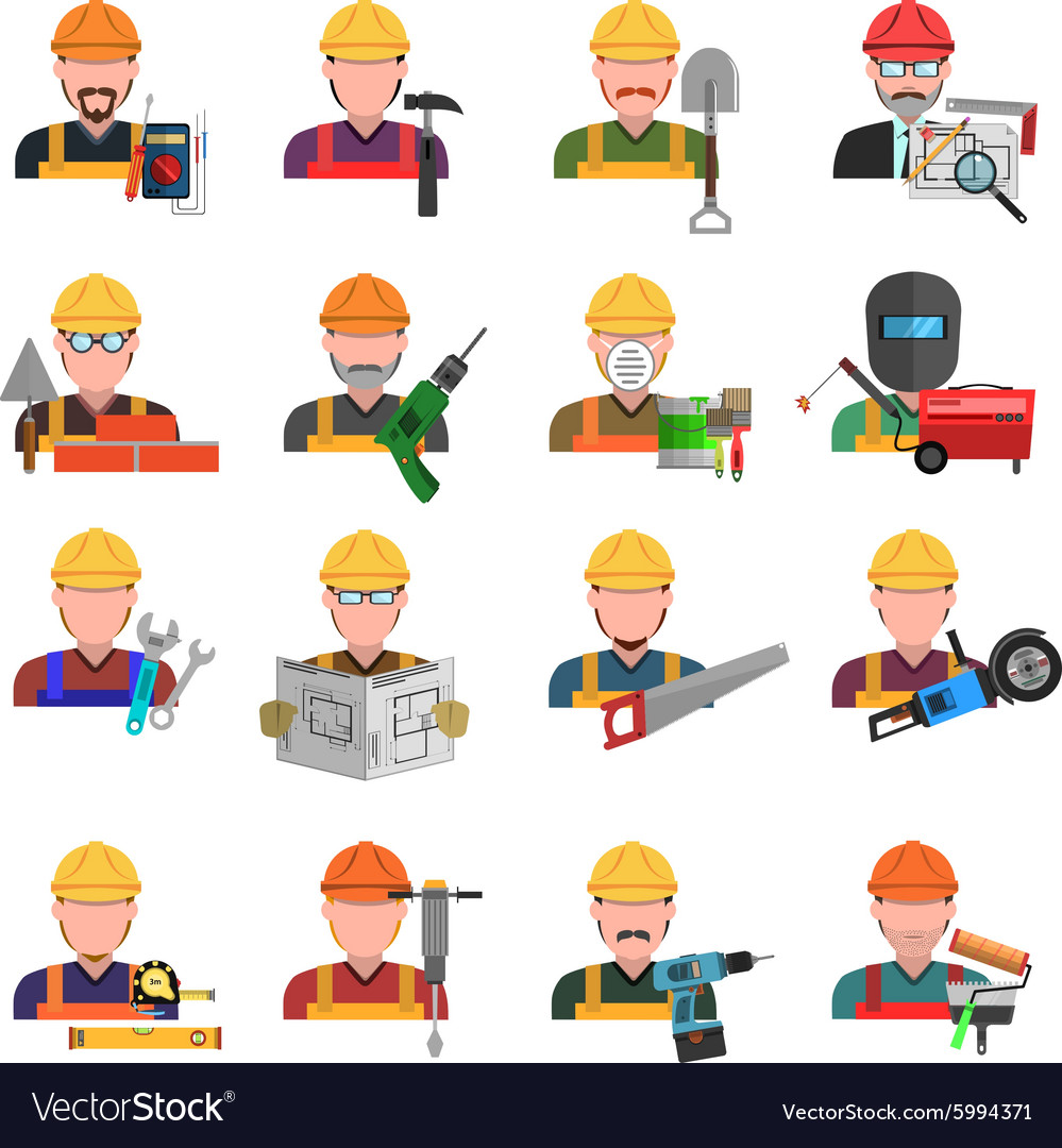 Worker Icons Set Royalty Free Vector Image - VectorStock Worker Icons Set Royalty Free Vector Image - VectorStock