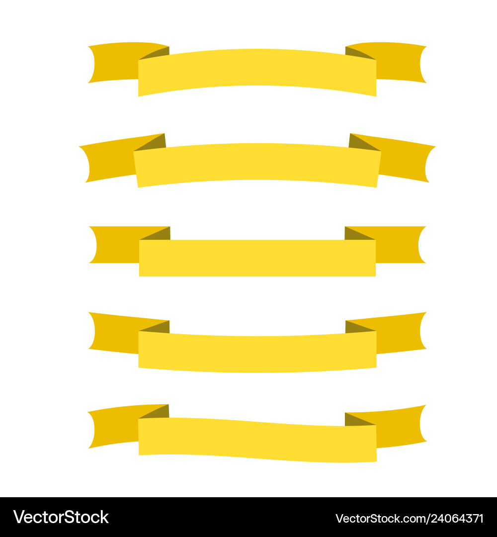 Yellow ribbon banners set beautiful blank Vector Image