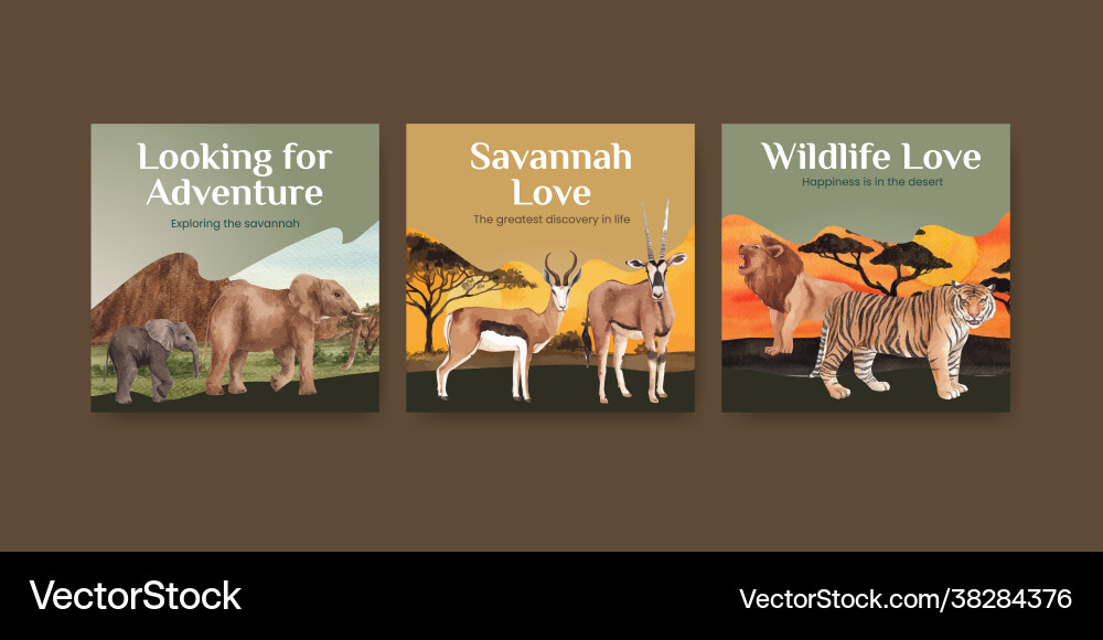 Advertise template with savannah wildlife concept Vector Image