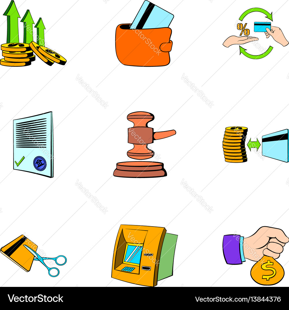 Auction icons set cartoon style Royalty Free Vector Image