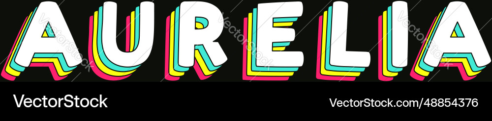 Aurelia - retro rainbow typography faded style Vector Image