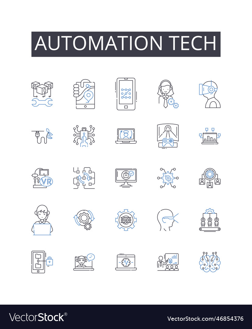 Automation tech line icons collection digital Vector Image