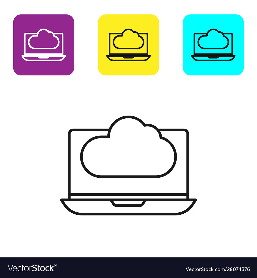 Black line cloud technology data transfer Vector Image