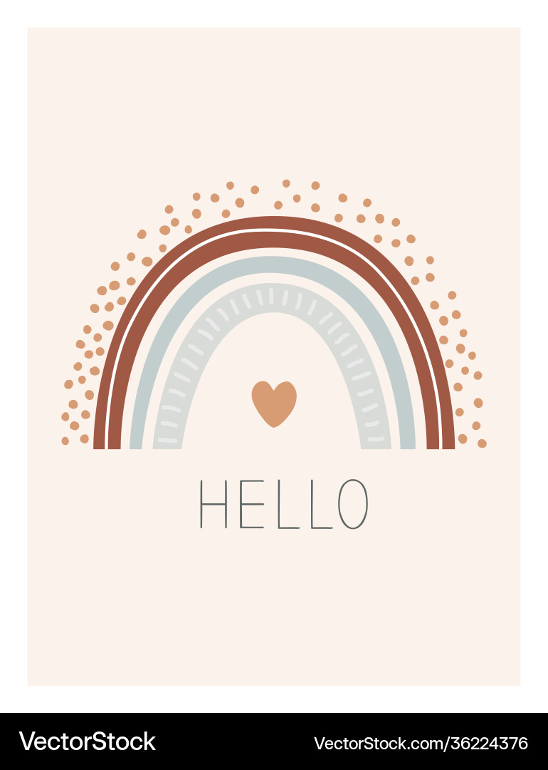 Cartoon rainbow with hello phrase cute kids Vector Image