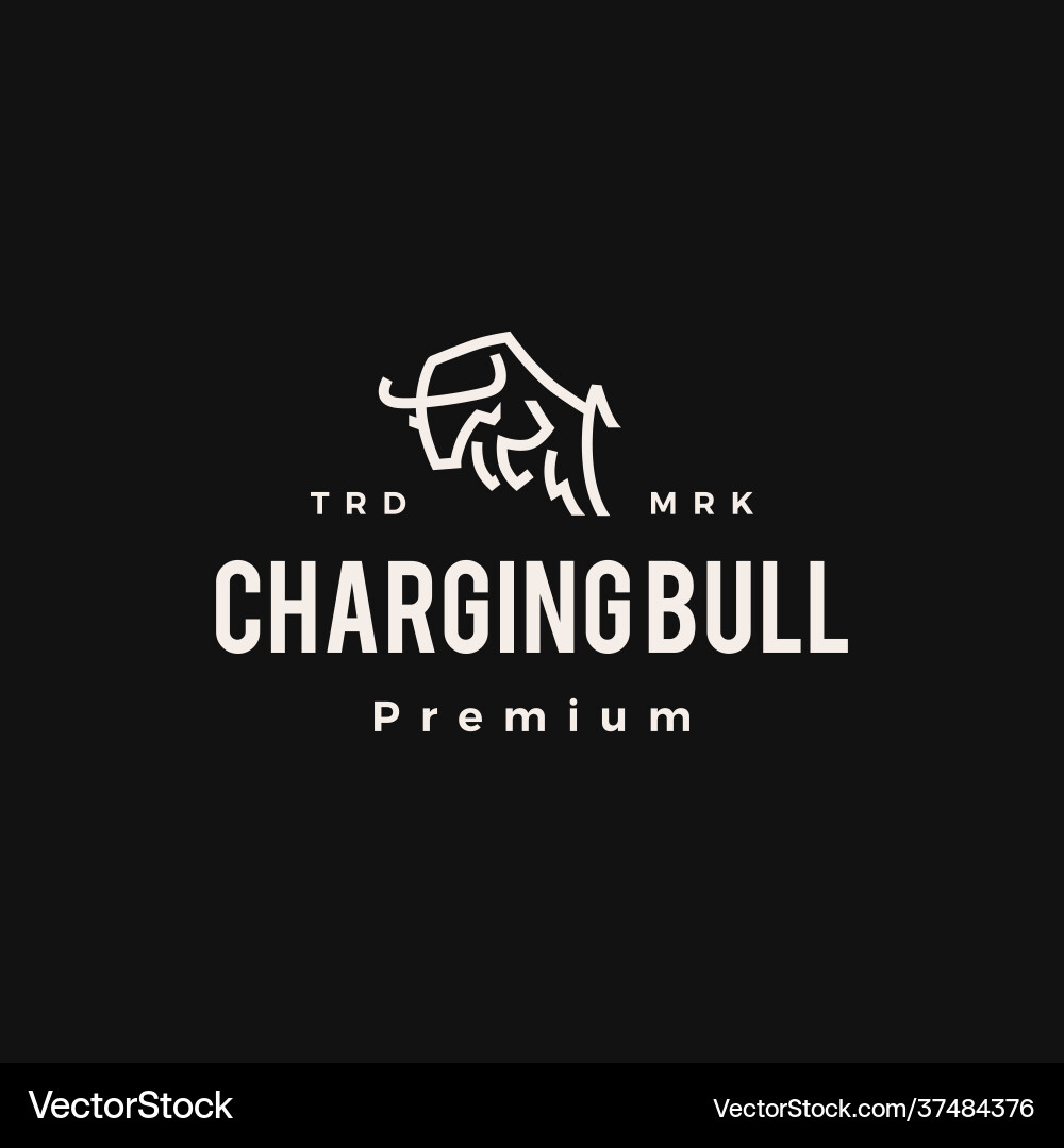 Charging bull hipster vintage logo icon Royalty Free Vector