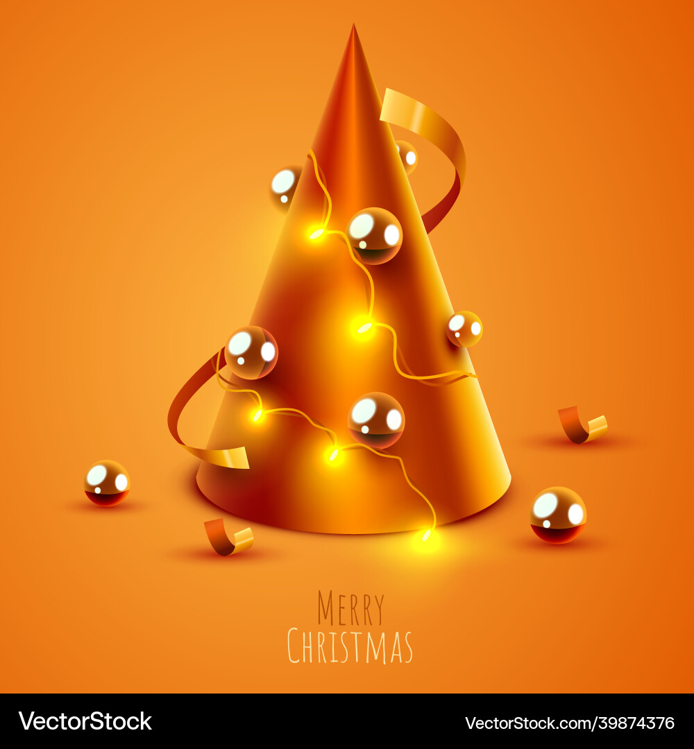 Christmas tree made with golden cone merry Vector Image