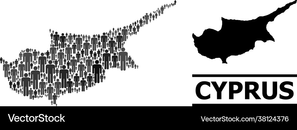 Demographics mosaic map cyprus island Royalty Free Vector