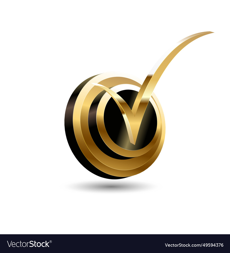 Golden checkmark icon check gold approved Vector Image