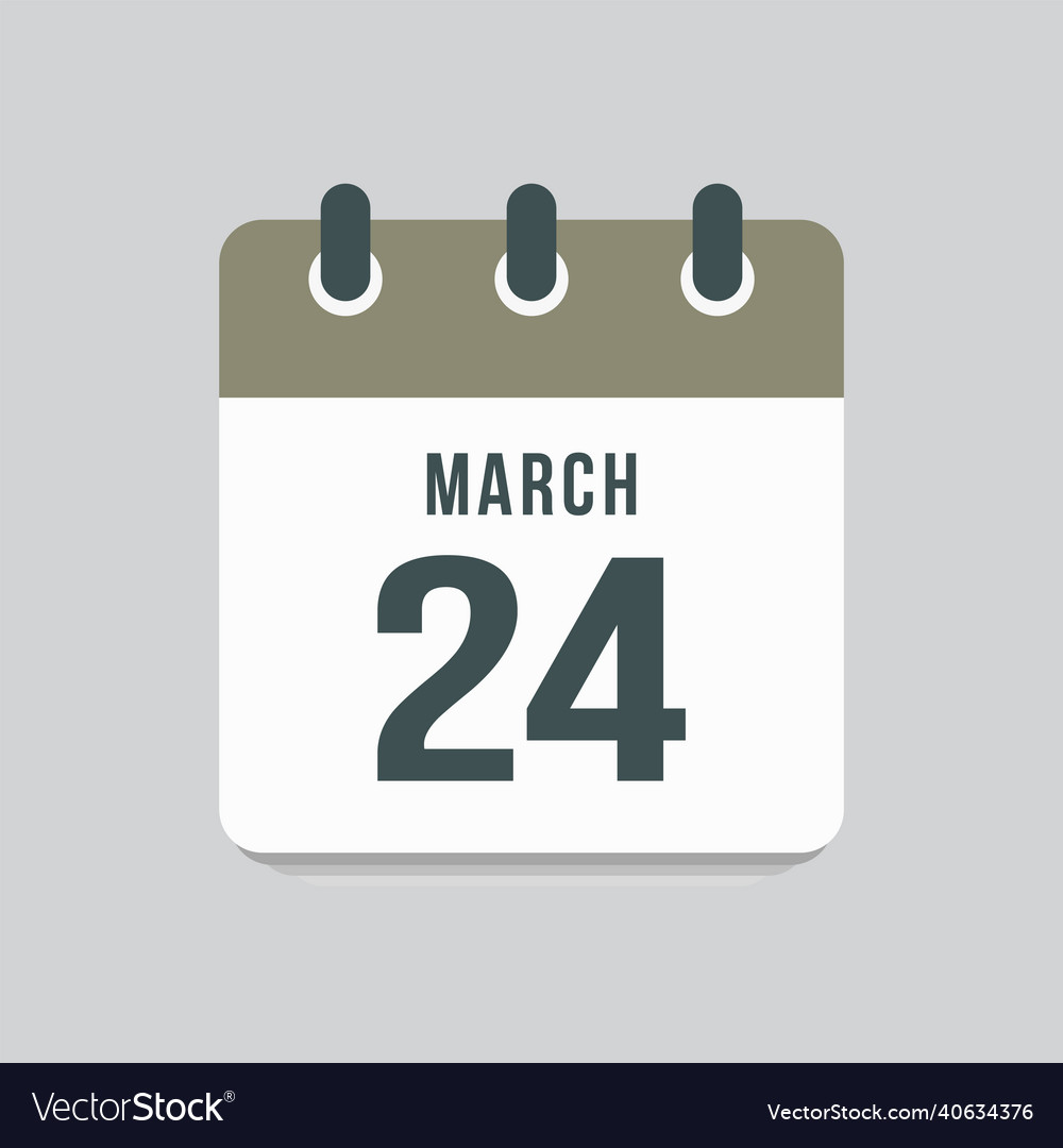 Icon day date 24 march template calendar page Vector Image