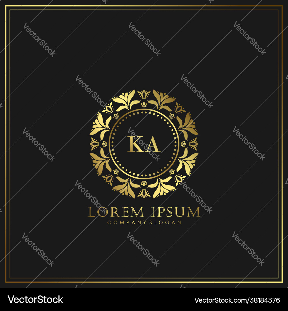 Ka initial letter luxury logo template in art Vector Image