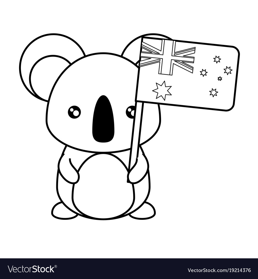 Koala with flag of australia Royalty Free Vector Image