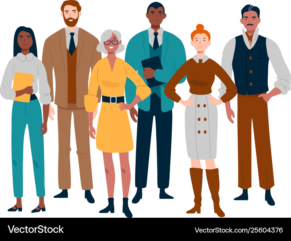 Portrait business team standing together Vector Image