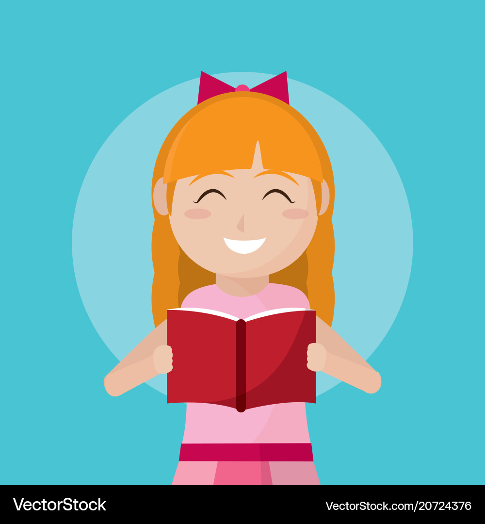 School girl reading a book Royalty Free Vector Image
