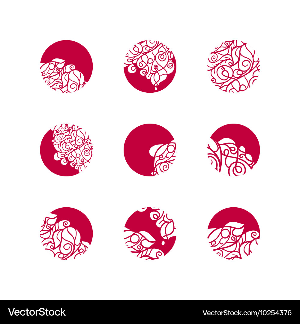 Set mosaic lace logo in stamp style Royalty Free Vector